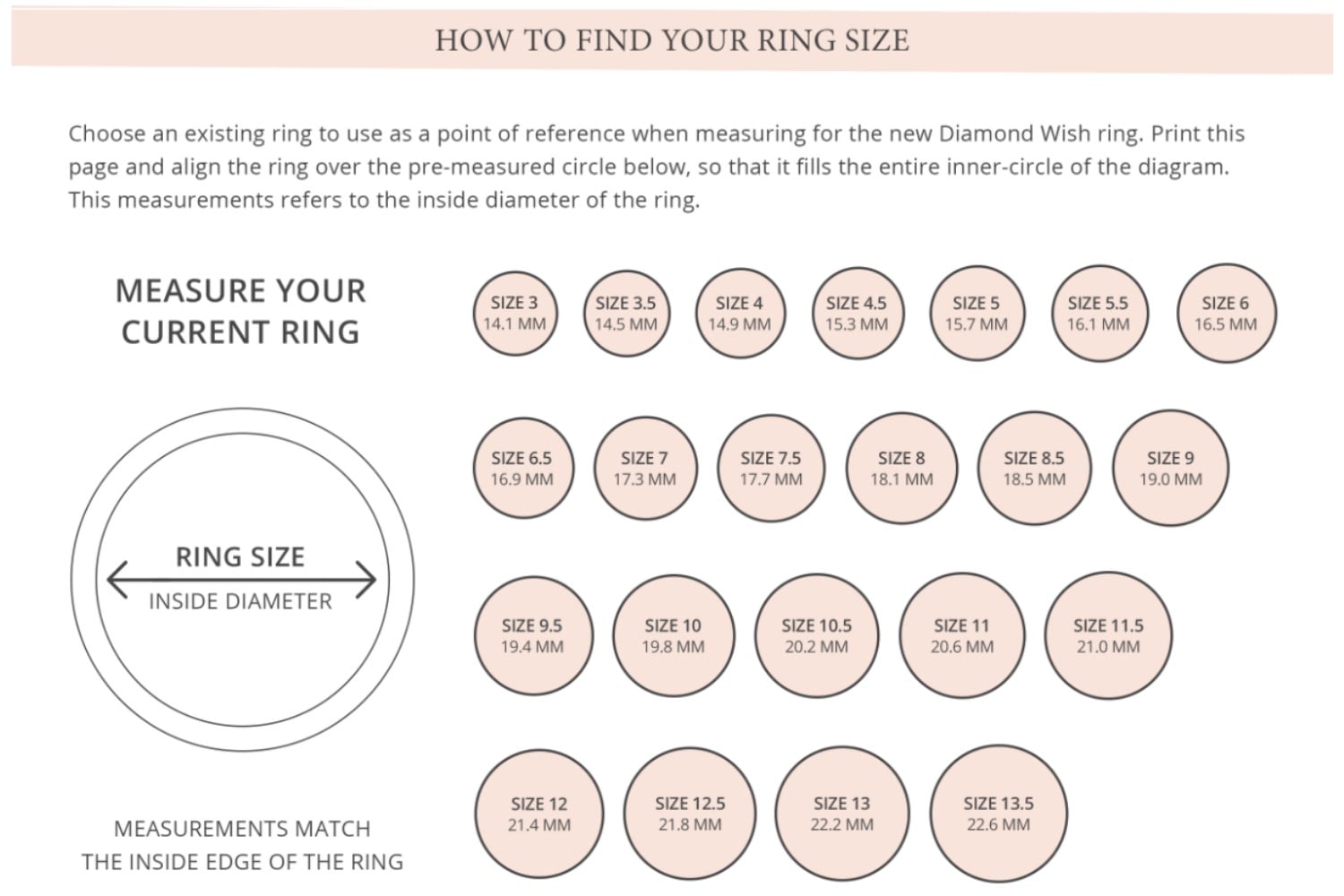 DIY Measure Your Ring Size - Diamond wish